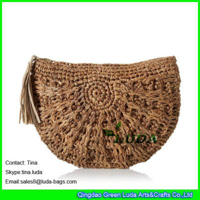 China LUDA fashion summer straw beach bags lady purse raffia handbags for sale
