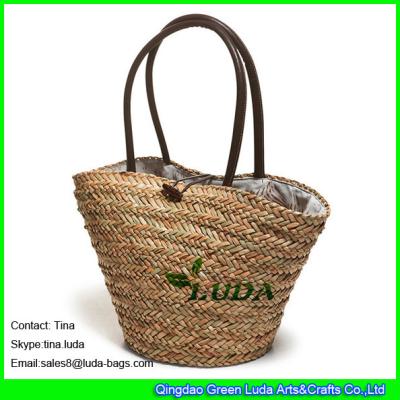 Cina LUDA wiker straw and leatehr handbags seagrass straw large  travel totes in vendita