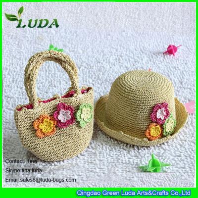 China LUDA handmade kids handbags paper straw crochet hats and handbags for sale