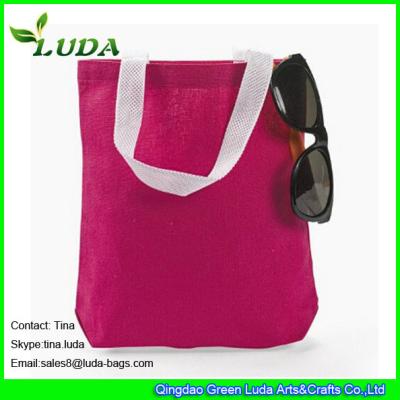 China LUDA wholesale red handbags cheap cotton canvas beach tote shoulder handbags for sale