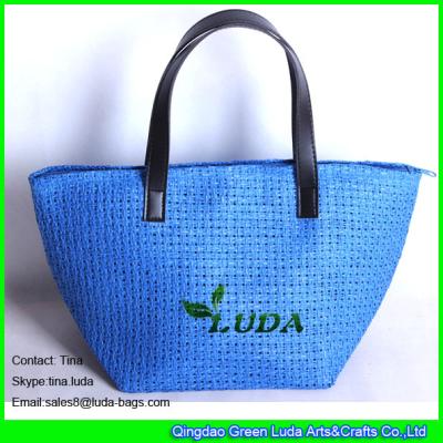 China LUDA brand name handbags paper straw chevron beach bag with zipper en venta