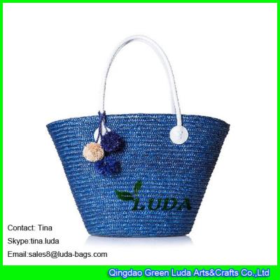 中国 LUDA cute beach totes handmade summer straw handbags fashion wheat straw bags 販売のため