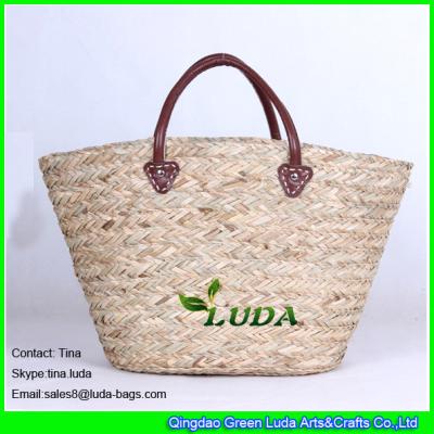 中国 LUDA new designer palm leaf oversized beach totes seagrass straw bags 販売のため
