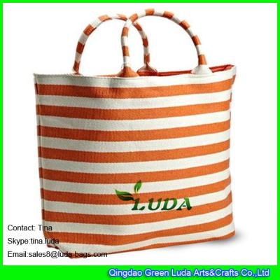中国 LUDA striped beach handbags cheap paper straw fabric straw bags 販売のため