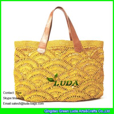 China LUDA handmade handbags totes for sale crochet straw raffia bags en venta