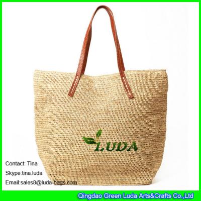China LUDA costomized wholesale handbags hand crochetting raffia straw totes en venta