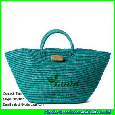 China LUDA new designer blue raffia handbags crochet raffia straw bags en venta