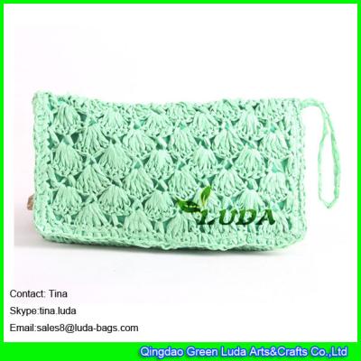 China LUDA designer handbags cheap paper straw crochet clutch handbags for sale