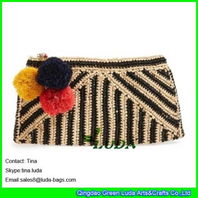 China LUDA wholesale handbags fashion raffia bags striped straw women clutch en venta
