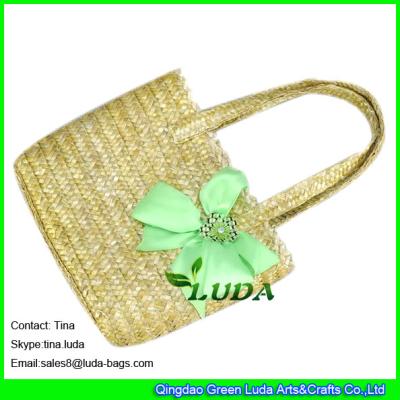China LUDA natural bags flower deco wheat straw handbags for women for sale