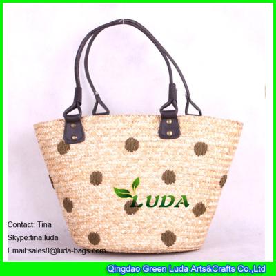 China LUDA cheap straw totes designer dots handbags wheat straw totes for sale