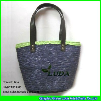 China LUDA navy blue handbags wholesale wheat straw bags for summer for sale