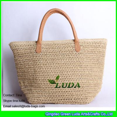 Cina LUDA cheap straw handbags online paper knitting straw beach handbag in vendita