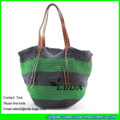 Cina LUDA colorful straw handbags summer paper straw beach tote bags in vendita