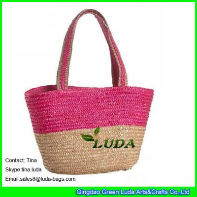 China LUDA 2016 best selling wheat straw shoulder bag palm straw beach handbag en venta