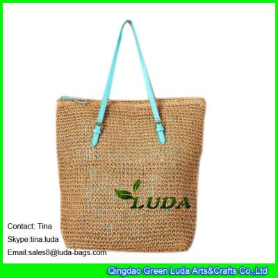 中国 LUDA fashion handbags paper straw tote bag hand crocet straw bags 販売のため