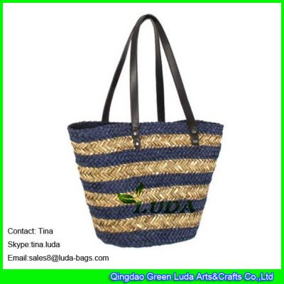 Cina LUDA chevron beach totes natural seagrass straw handbag striped straw bags in vendita