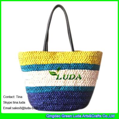 China LUDA creative handmade bags cornhusk colorful straw bags for sale