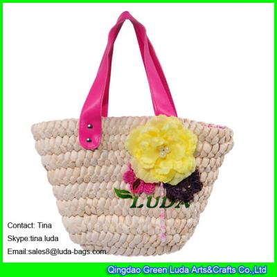 China LUDA discount beach bags kids floral  cornhusk straw small  bags for sale