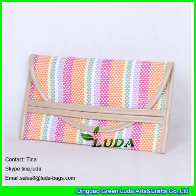 China LUDA striped clutch straw bags paper straw purses and handbags for sale