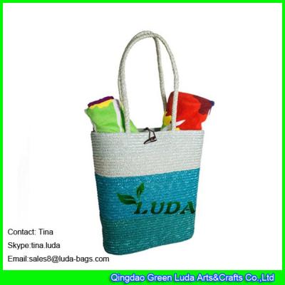 China LUDA llady fashion straw handbags cheap beach wheat straw striped totes for sale