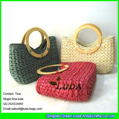 China LUDA Handmade Straw Beach Bags Natural  cornhusk straw handbags for summer for sale