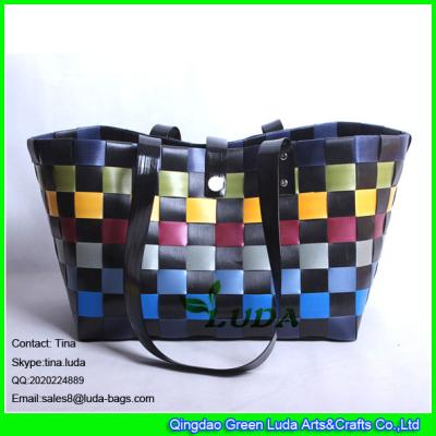 Cina LUDA colorful beach totes pp strap woven large straw bags in vendita