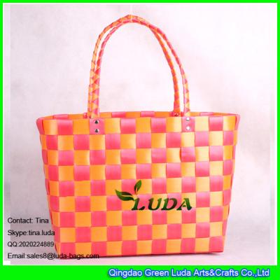 China LUDA summer straw shopping bag pp strap woven straw tote bags for sale