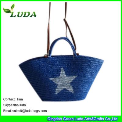 China LUDA star painted straw beach bag women wheat straw handbags for sale