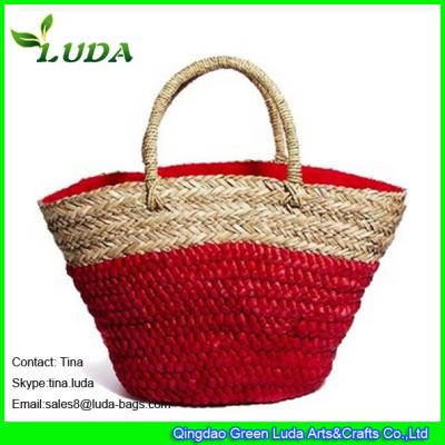 China LUDA natural seagrass and cornhusk straw woven fashion straw beach bags for sale