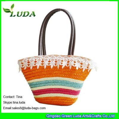 Cina LUDA colorful summer straw handbags small tote wheat straw bags in vendita