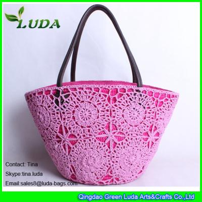 Cina LUDA pink straw handbags crochet pattern deco wheat fashion straw bags in vendita