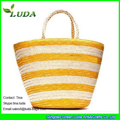 Cina LUDA large beach totes wheat straw tote striped women straw bags in vendita
