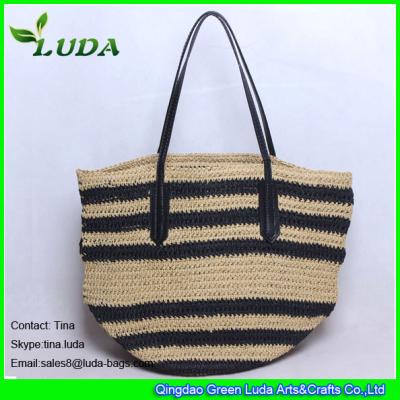 Cina LUDA striiped shopping tote bag crochet beach paper straw crochet bags in vendita