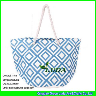 中国 LUDA blue straw tote fashion women shoulder paper straw bags 販売のため