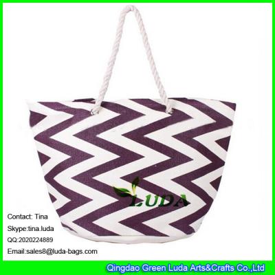 中国 LUDA chevron weave print beach bags large fashion straw lady bags 販売のため