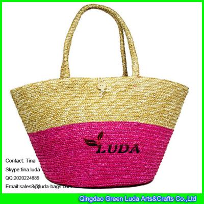 China LUDA 2015 summer hot sale prom bags wheat straw shoulder totes for sale