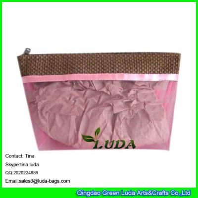China LUDA women handbags wholesale straw beach clutch bags top zipper for sale