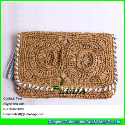 China LUDA high quality seliver pu decoration handbags raffia crochet straw handbags en venta