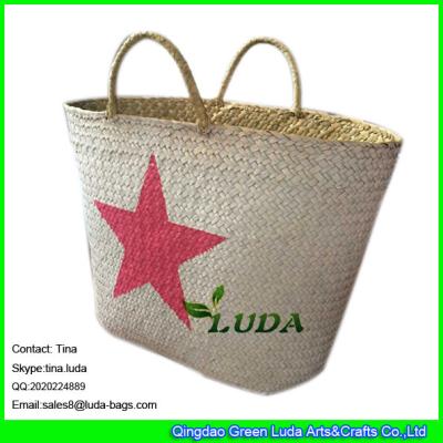 中国 LUDA Star Painted Straw Beach Bag Women Fashion Seagrass Straw Bags 販売のため
