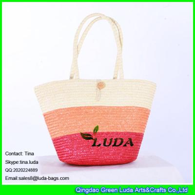 中国 LUDA 2016 Summer Beach Totes Women Straw Handbag Striped Straw Bags 販売のため