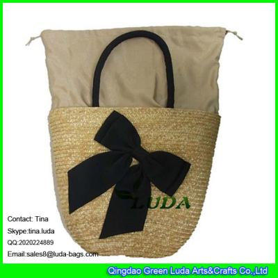 China LUDA fashion women straw bags bowknot natural straw handbags for sale