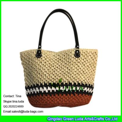 China LUDA fashion straw tote bag paper straw crochet summer handbag for sale