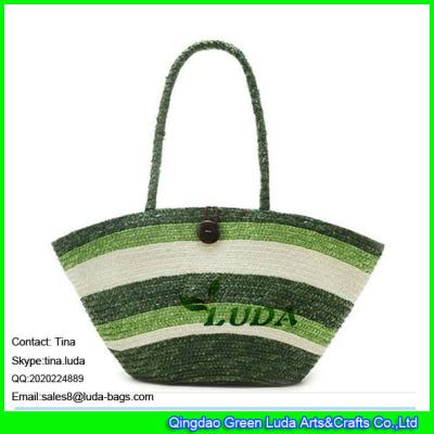 China LUDA striped wheat straw best beach bags cheap straw beach bags for sale