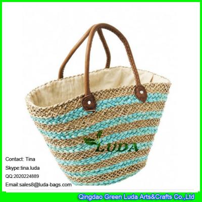 China LUDA colored straw handbag fashion seagrass straw summer bags for sale