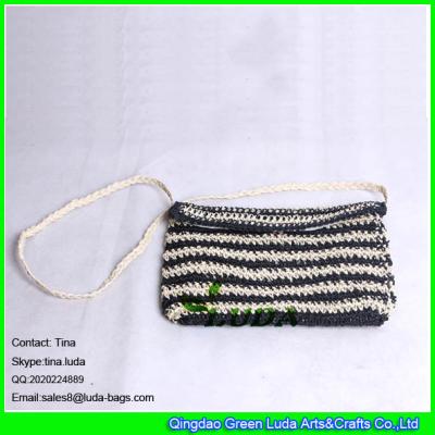 China LUDA fashion satchel straw shoulder bag paper striped straw clutch bag for sale