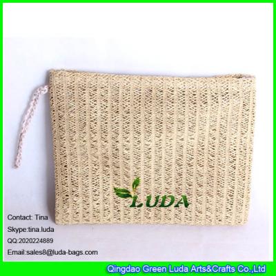 China LUDA Clutch Purse Bag Evening Shoulder Coated Straw Envelope Paper Straw Handbag for sale