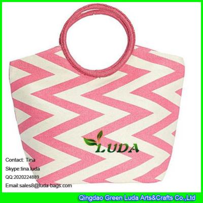 China LUDA large beach town tote bag pink paper straw handbag for sale