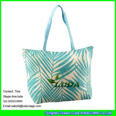 China LUDA octave ladies bright striped paper straw summer beach bag for sale