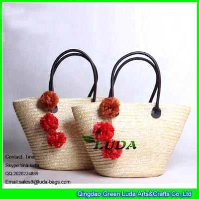 China LUDA new designer straw handbags natural wheat straw bags for summer for sale